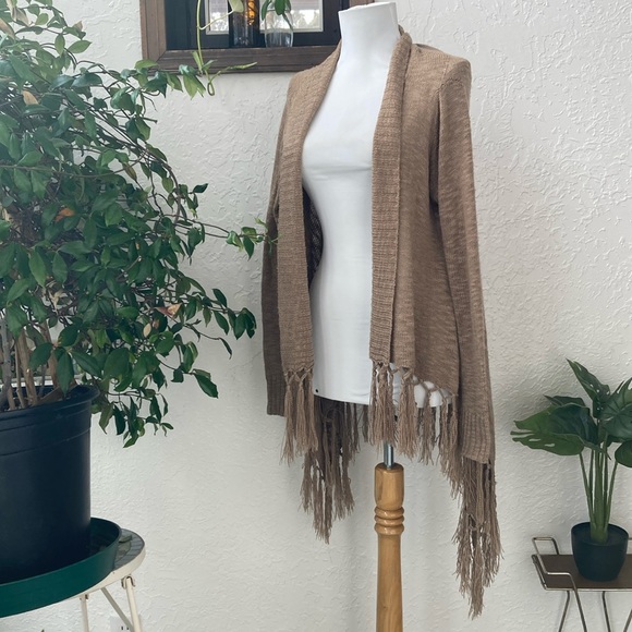 Charming Charlie | Sweaters | Long Fringe Knit Cardigan Duster Shawl ...